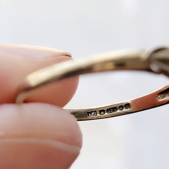 Jewelry | Vintage Solid 9k 9ct 375 Gold Gypsy Star Diamond Ring Size 65 ...